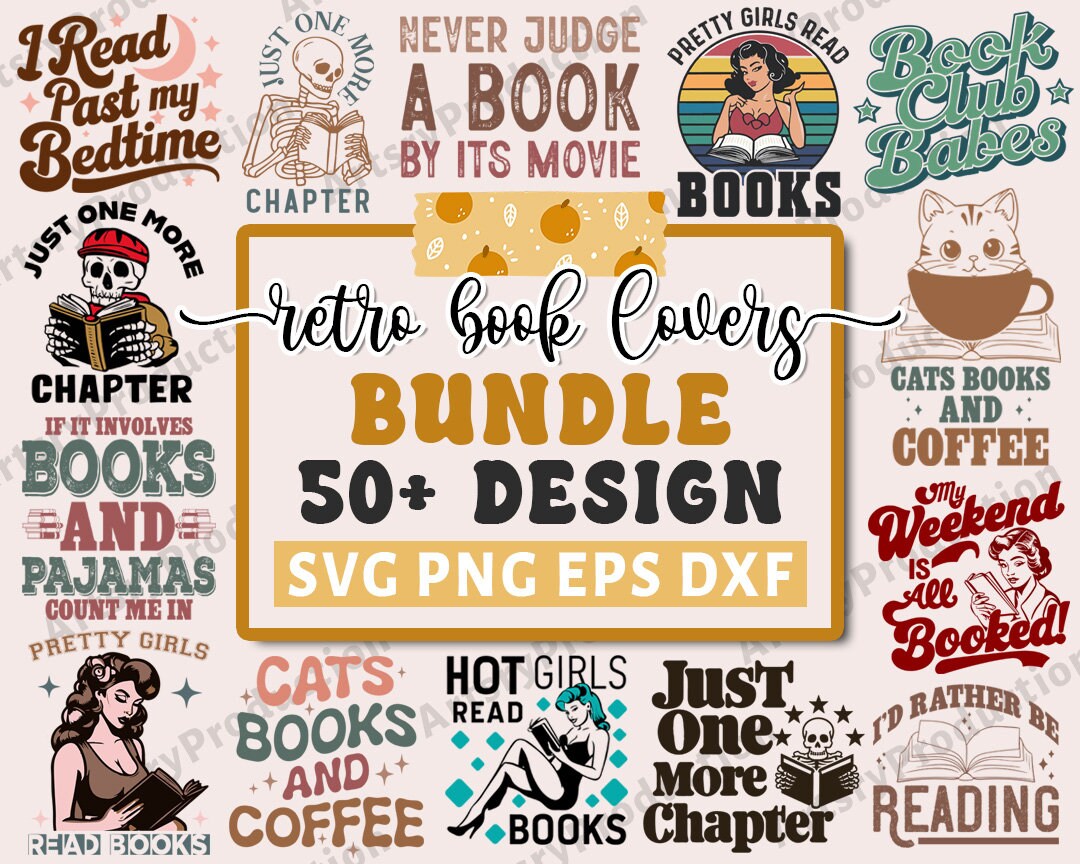 Retro Book Lovers Svg Bundle, Love to Read Svg, Reading Svg, Book Svg ...
