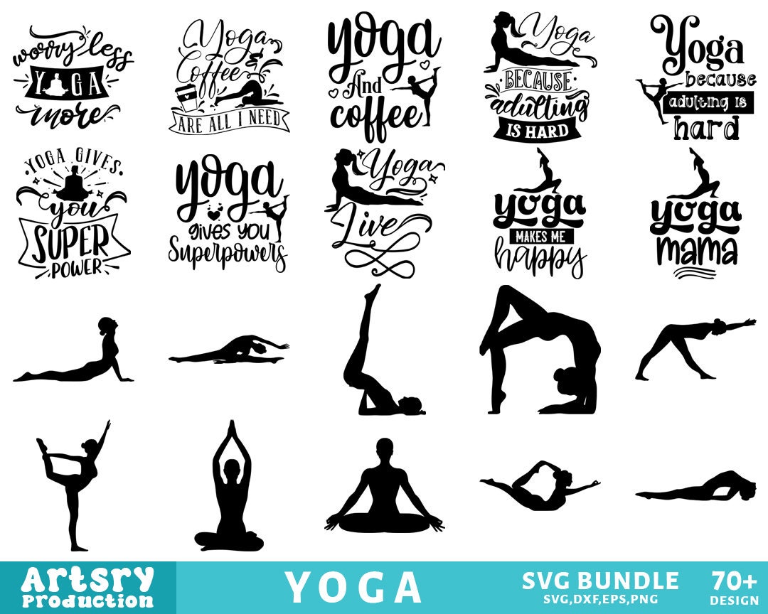Yoga Svg Bundle, Namaste Svg, Yoga Svg Silhouette, Yoga Pose Svg ...