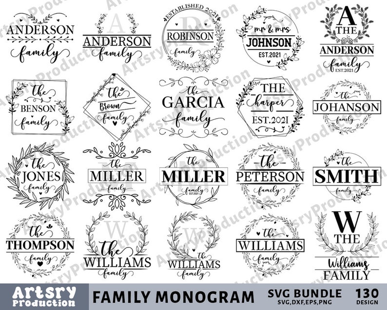 Family Monogram Svg Bundle, Family Name Sign, Monogram Svg Bundle ...