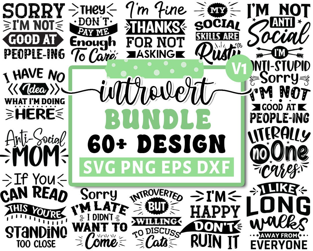 Introvert Svg Png Bundle, Social Anxiety Svg, Mental Health Svg ...