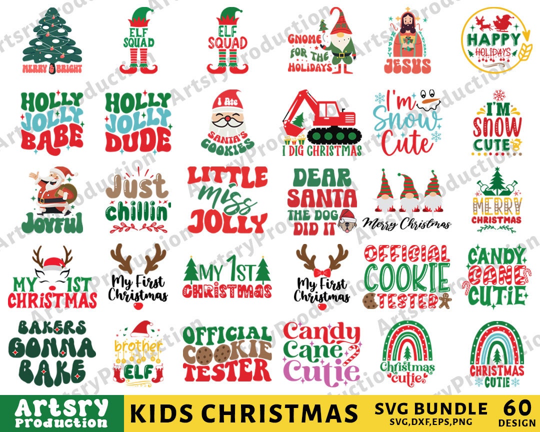 Kids Christmas Svg Bundle, Funny Christmas Svg, Christmas Shirt Svg ...