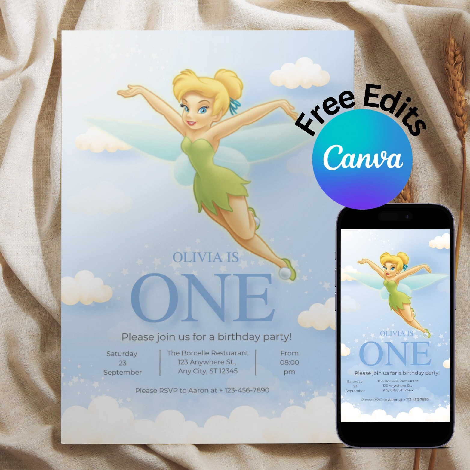 Tinkerbell Invitation Background