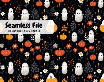 Spooky Fall Leaves on Brick SEAMLESS PATTERN Hand Illustrated. Digital ...