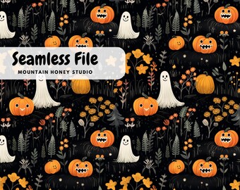 Spooky Fall Leaves on Brick SEAMLESS PATTERN Hand Illustrated. Digital ...