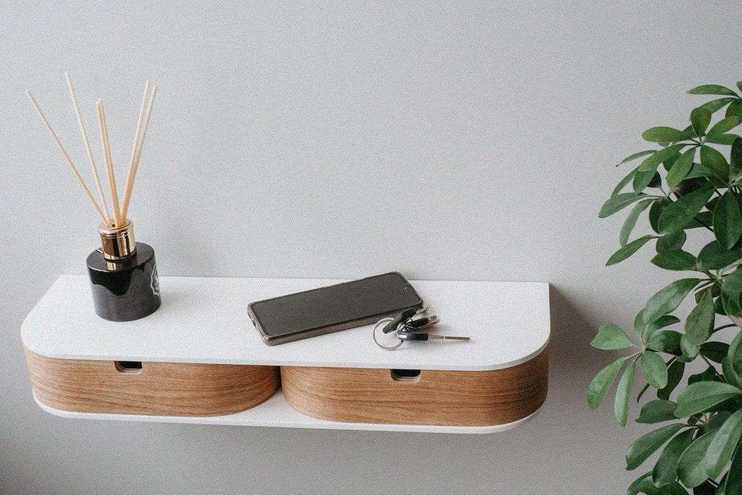Floating Nightstand With Drawer, Wood Floating Shelf, Bedroom Furniture ...