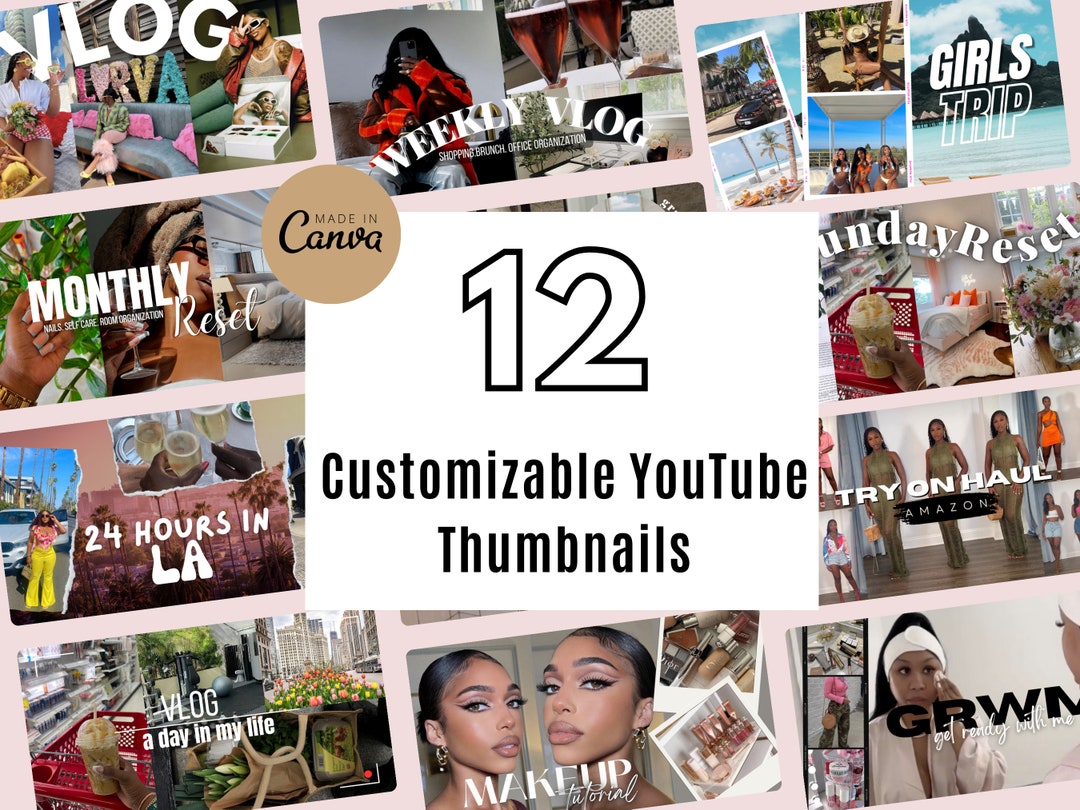 12 Youtube Thumbnail Templates | Customizable Lifestyle, Beauty ...