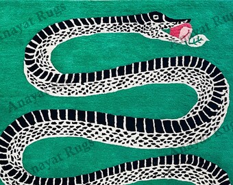 Modern Designer Traditional Hand Made Hand Tufted Wool Rug Tufted Snake ...