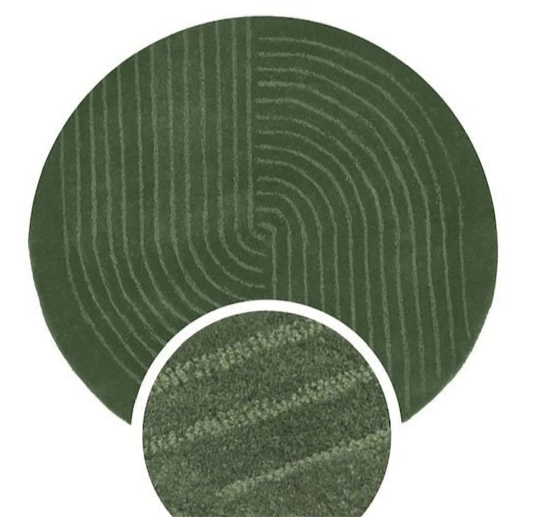 Green Round Tufted Rug Handmade Rug Bedroom Living Room Area Carpet ...