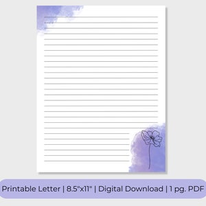 Floral Letter Writing Botanical Printable Stationery JW Digital Letters ...