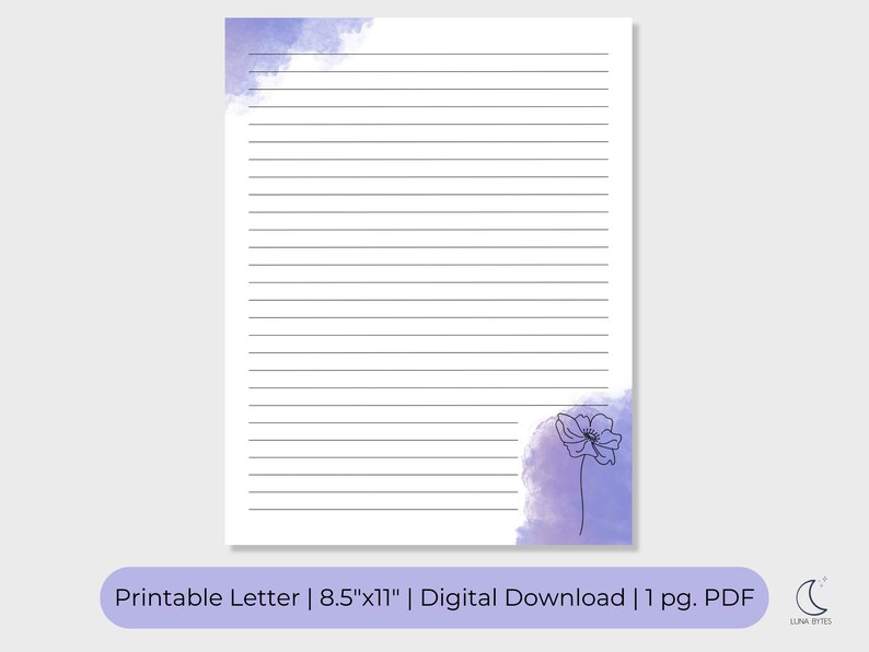 Floral Letter Writing Botanical Printable Stationery JW Digital Letters ...