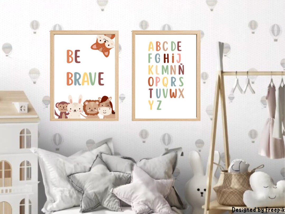 Baby Prints / Instant Download / Set of 2 Prints / Be Brave / Alphabet ...
