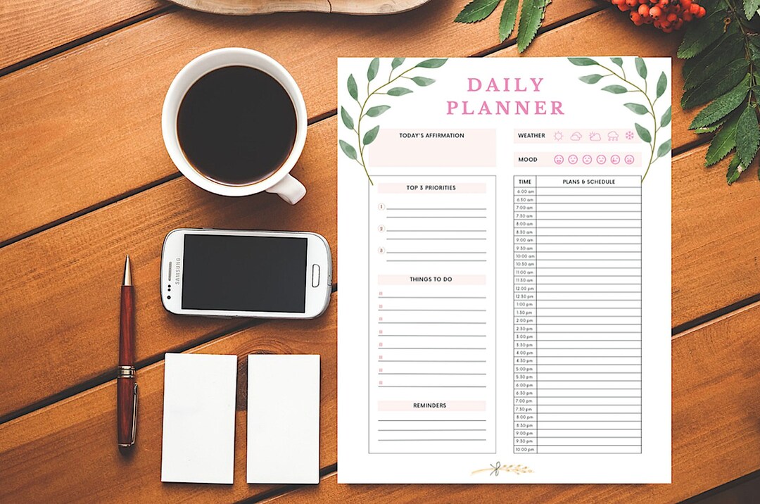 Daily To-do List Planner, Instant Download, Daily Schedule, Daily ...