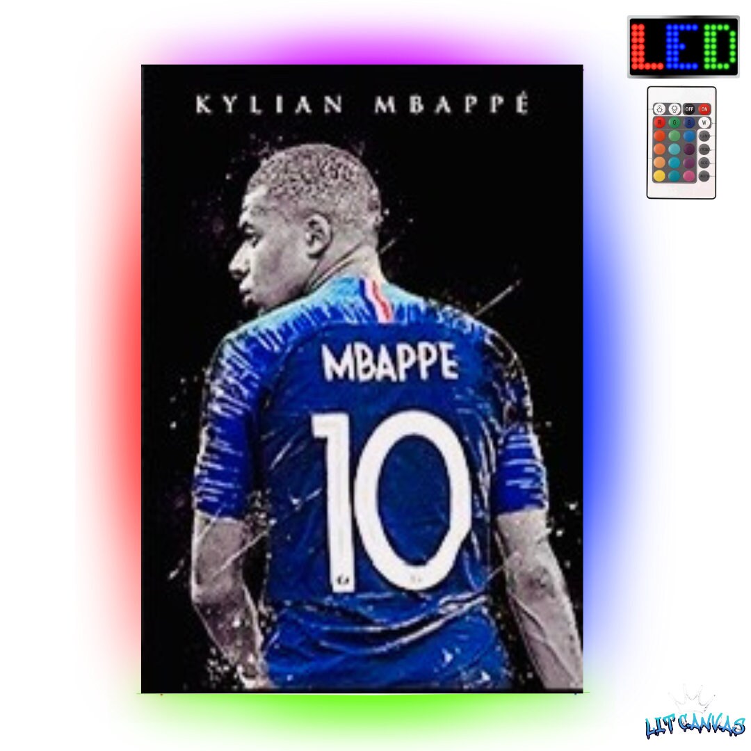 Kylian Mbappe Multicolor LED Lighted Framed Canvas Painting - Etsy