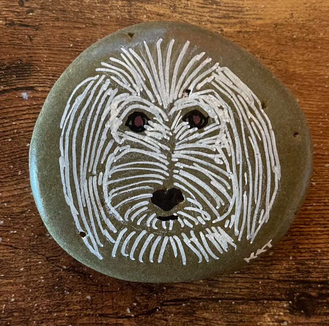 Doodle Sketch, Hand Painted Rocks, Goldendoodle, Dog, Pup.garden, Gifts ...