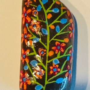 Gorgeous Hand Painted Rock With Orange Flowers, Garden, Gifts, Home ...