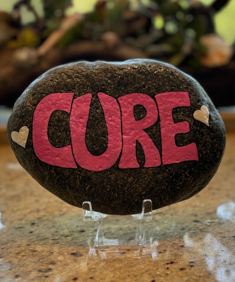 Breast Cancer Large Hand-painted Rock, Breast Cancer Awareness Month ...
