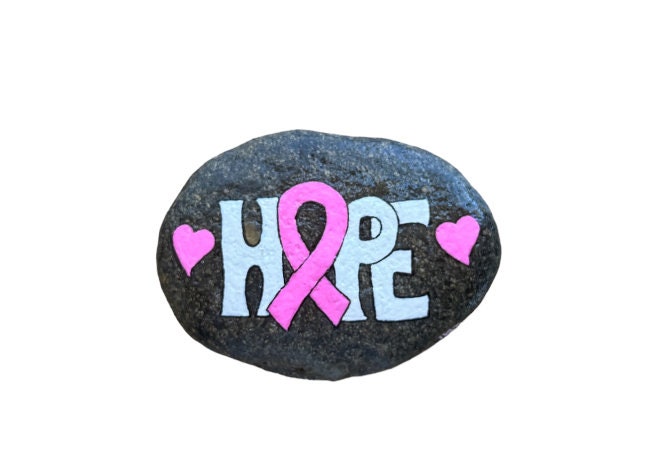 Breast Cancer Large Hand-painted Rock, Breast Cancer Awareness Month ...