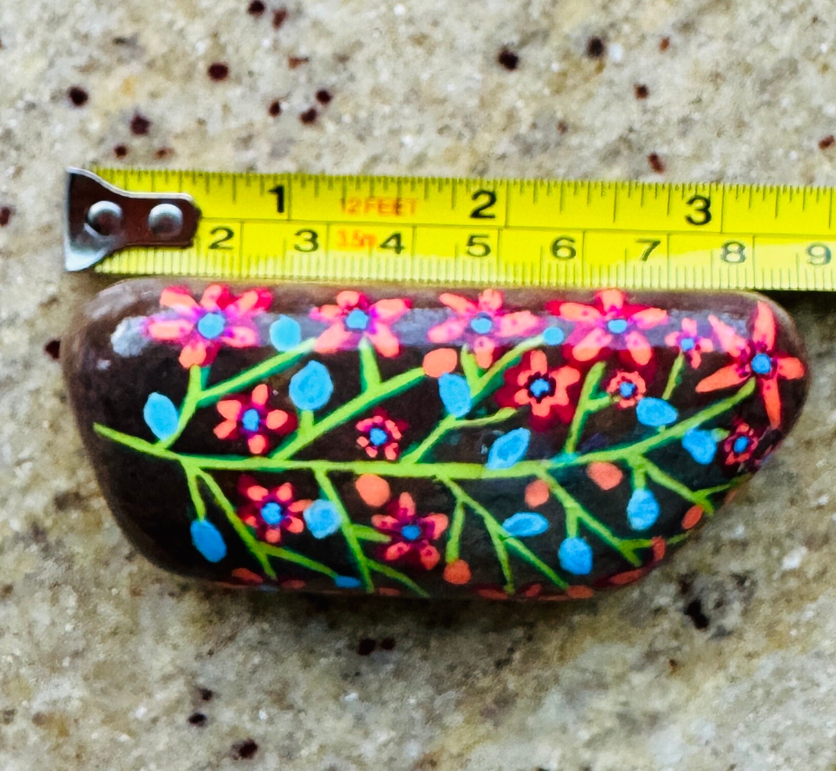 Gorgeous Hand Painted Rock With Orange Flowers, Garden, Gifts, Home ...