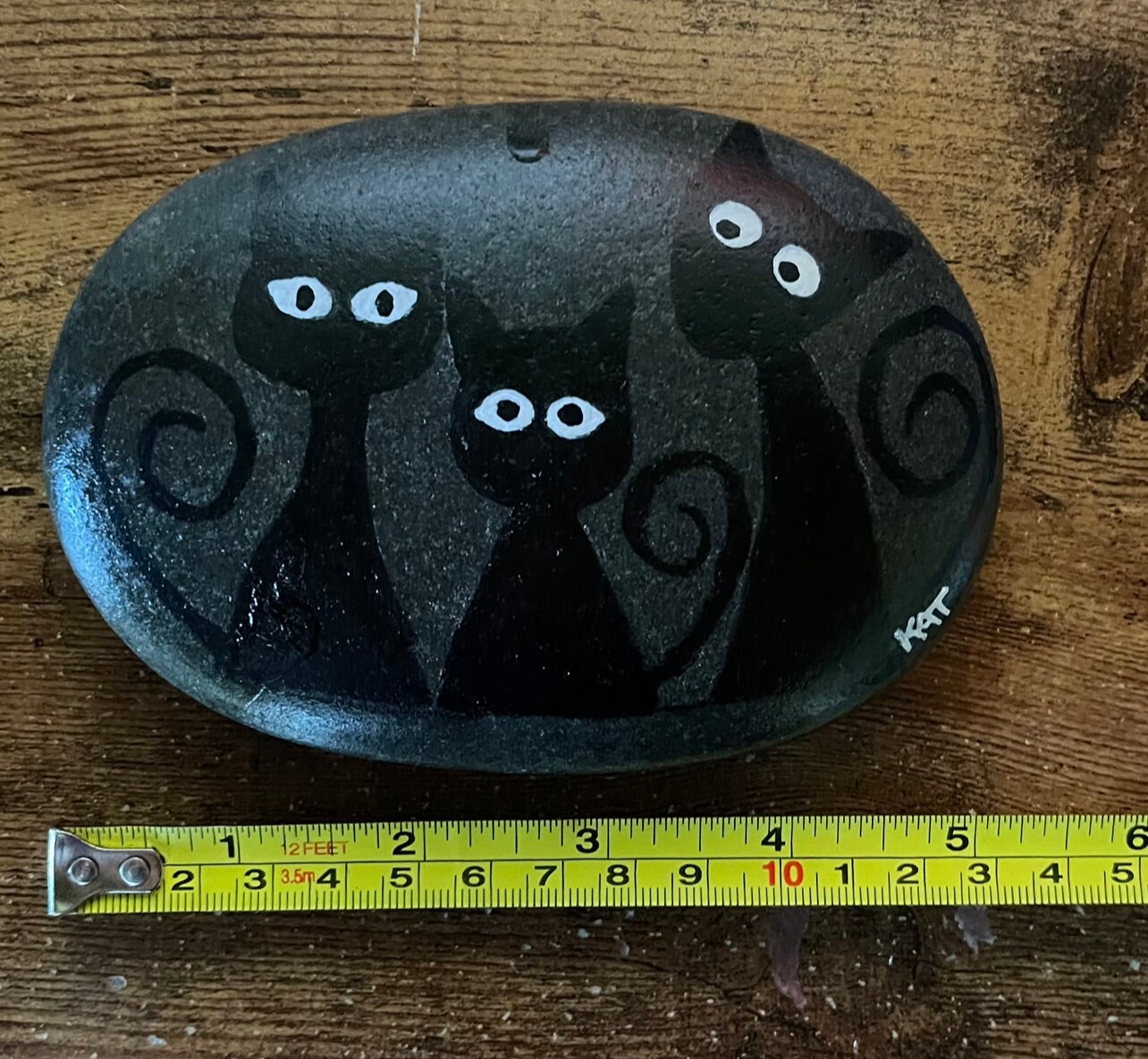 Dark Night Kitties, Hand Painted Rock, Garden, Gift, Cats, Rocks, Home ...