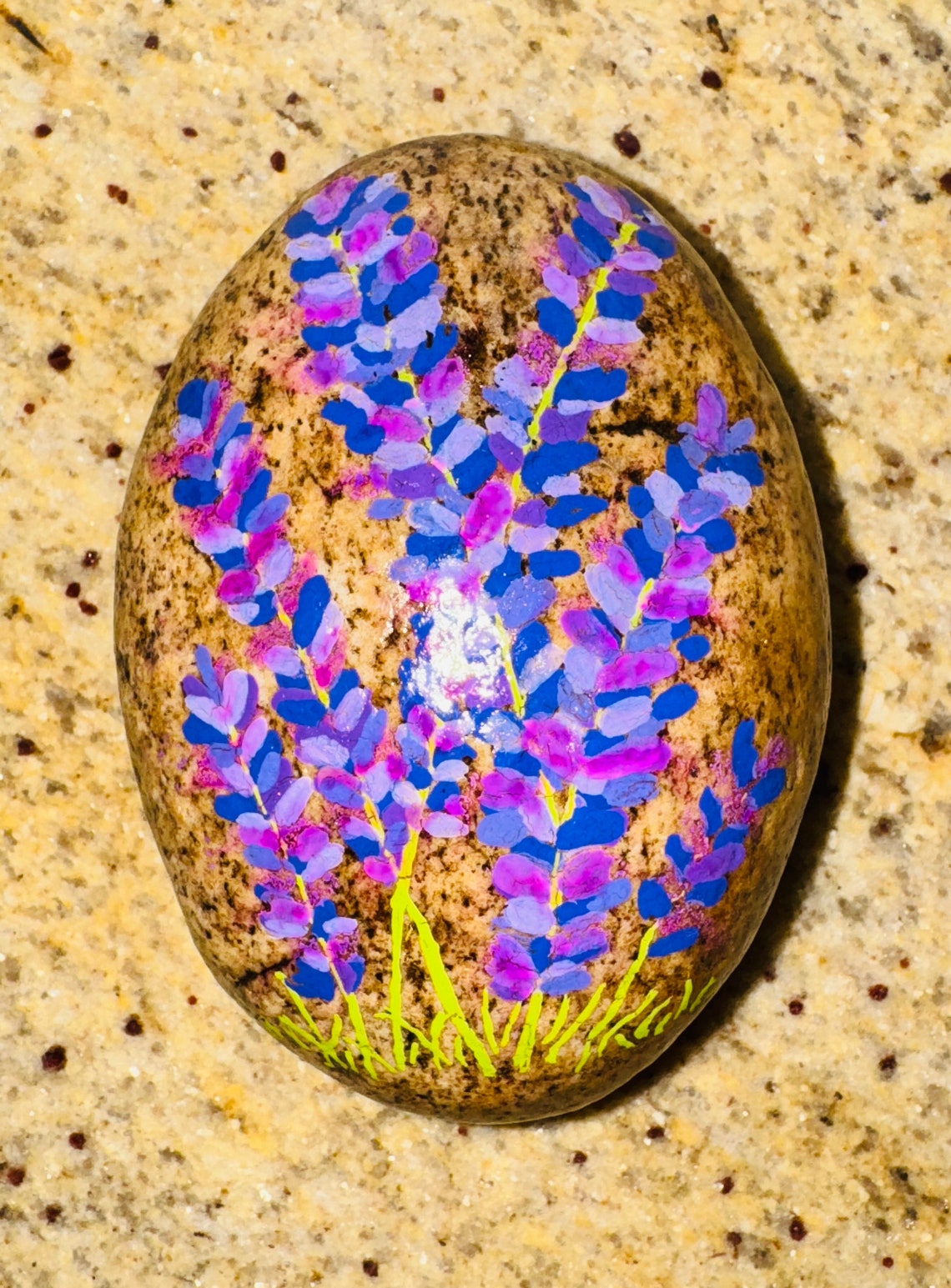 Beautiful Spring Flowers With Lavender Flowers on Back of Hand-painted ...