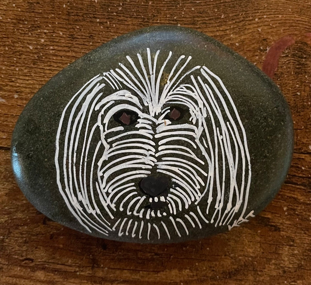 Doodle Sketch, Hand Painted Rocks, Goldendoodle, Dog, Pup.garden, Gifts ...