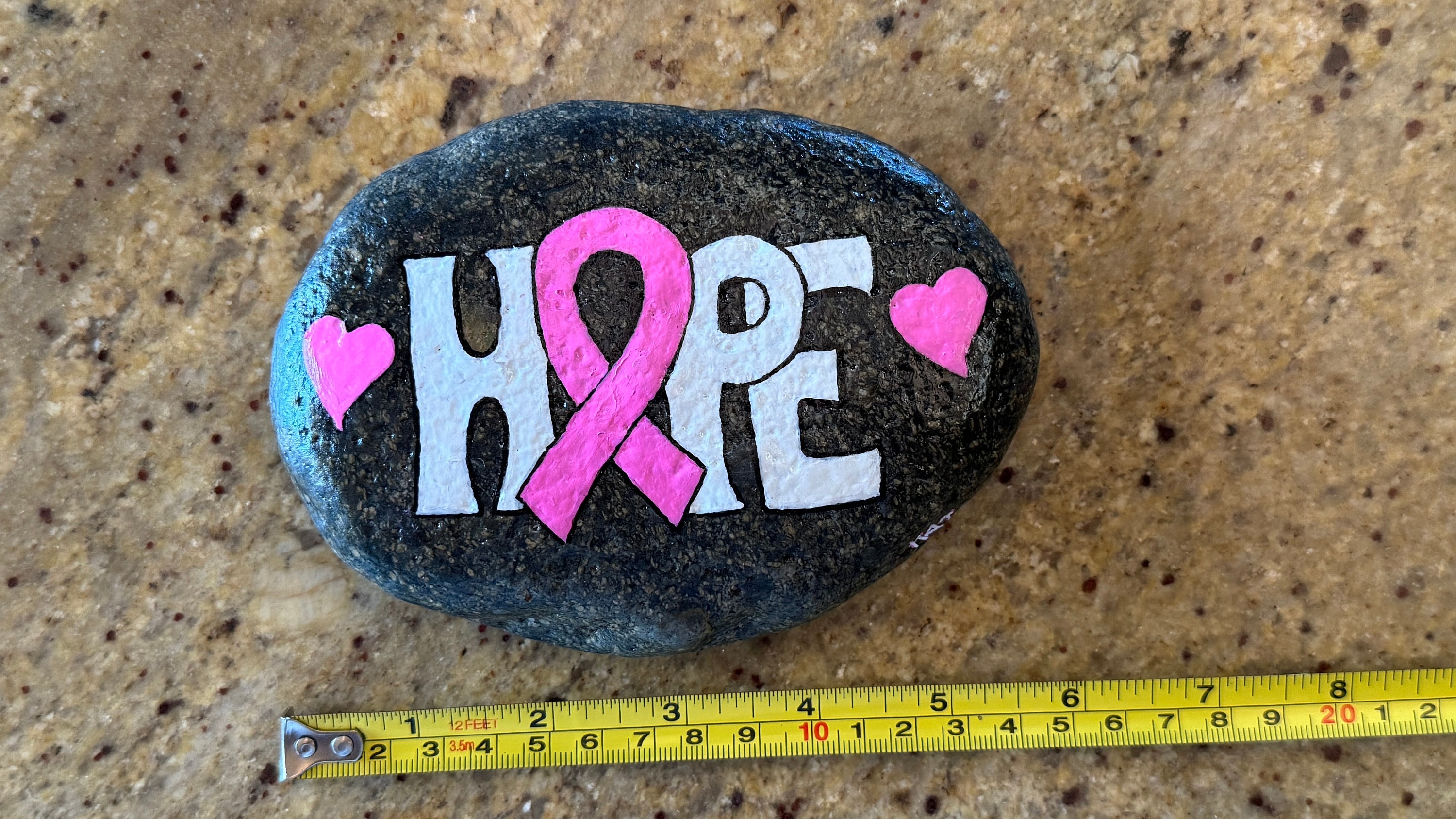 Breast Cancer Large Hand-painted Rock, Breast Cancer Awareness Month ...