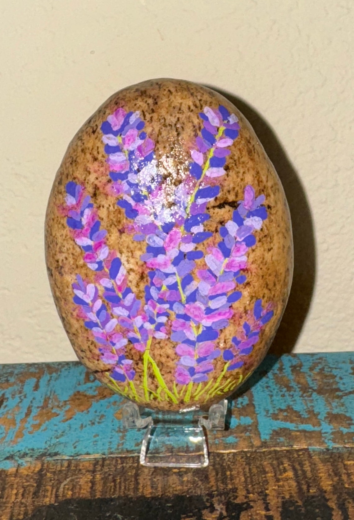 Beautiful Spring Flowers With Lavender Flowers on Back of Hand-painted ...