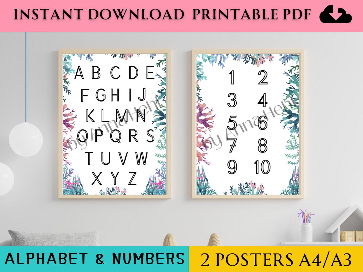 Alfabeto Números Póster A4 A3 PDF Instant Download - Etsy México