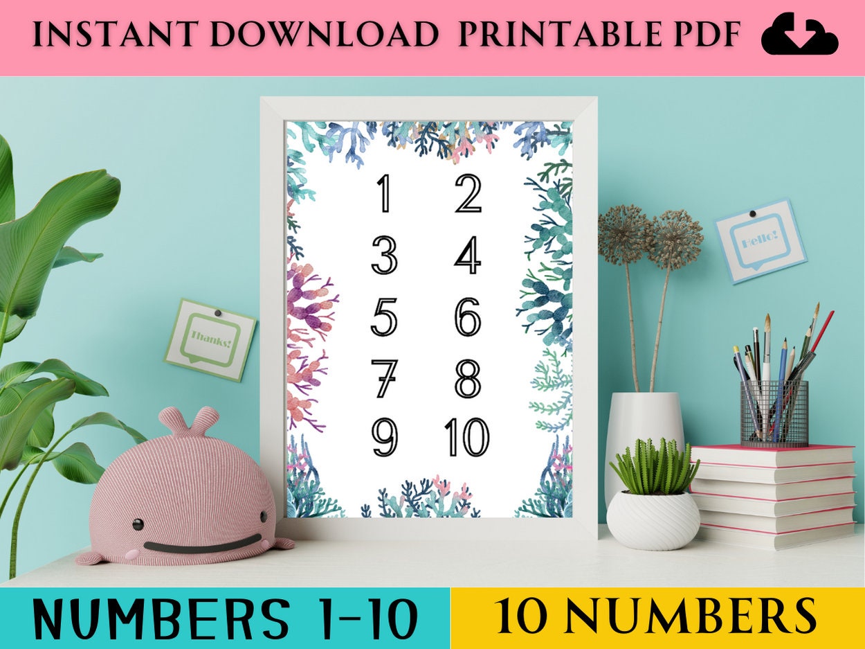 Numbers Poster A4 A3 PDF Instant Download Printable Digits 1 - Etsy