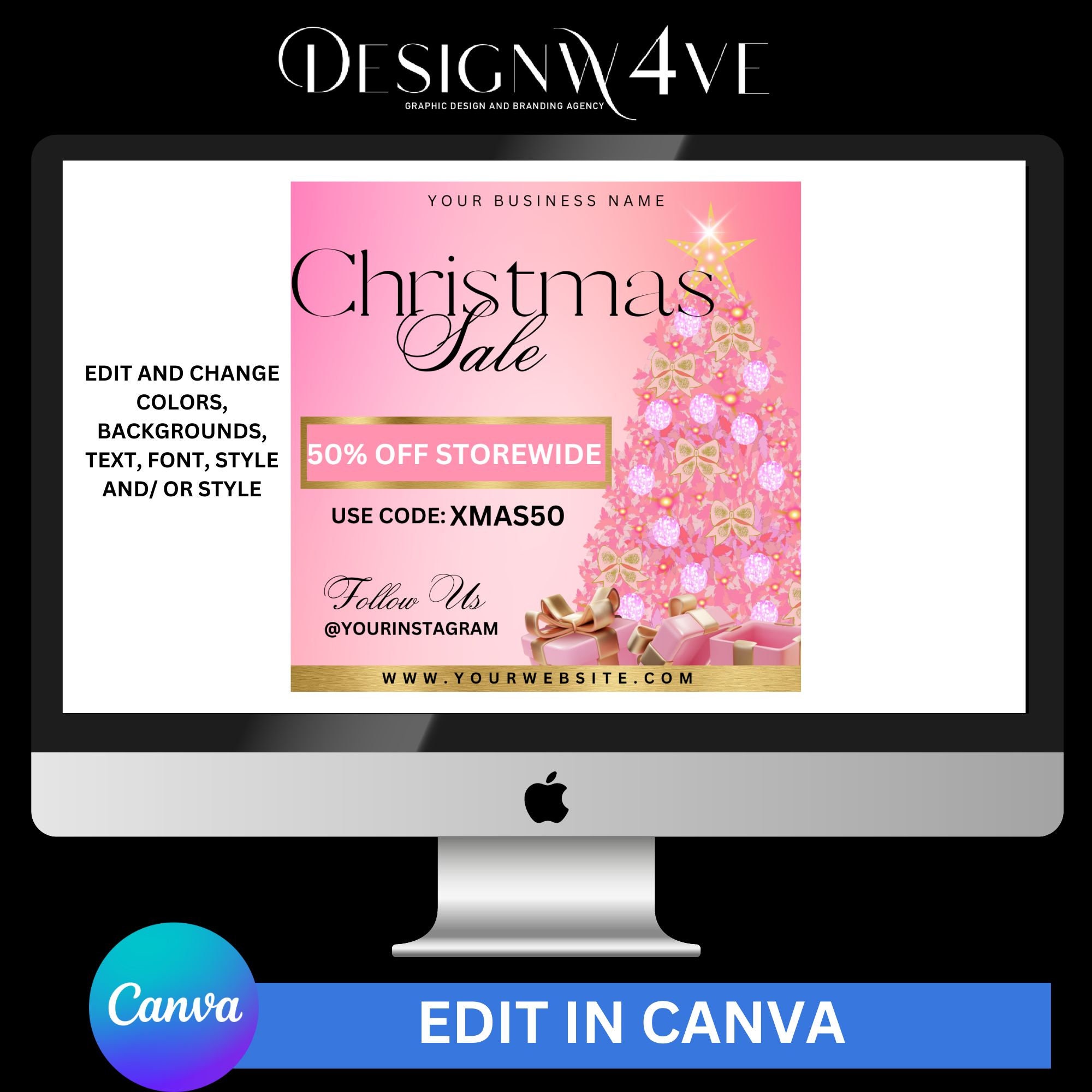 Christmas Sale Flyer, DIY Flyer Template Design, Holiday Flyer, Xmas ...