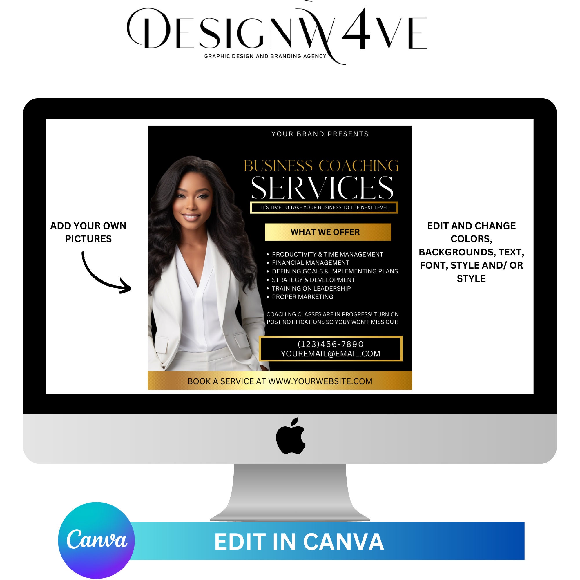 Business Coaching Flyer Template: DIY Canva Design (1080x1080 Px) - Etsy