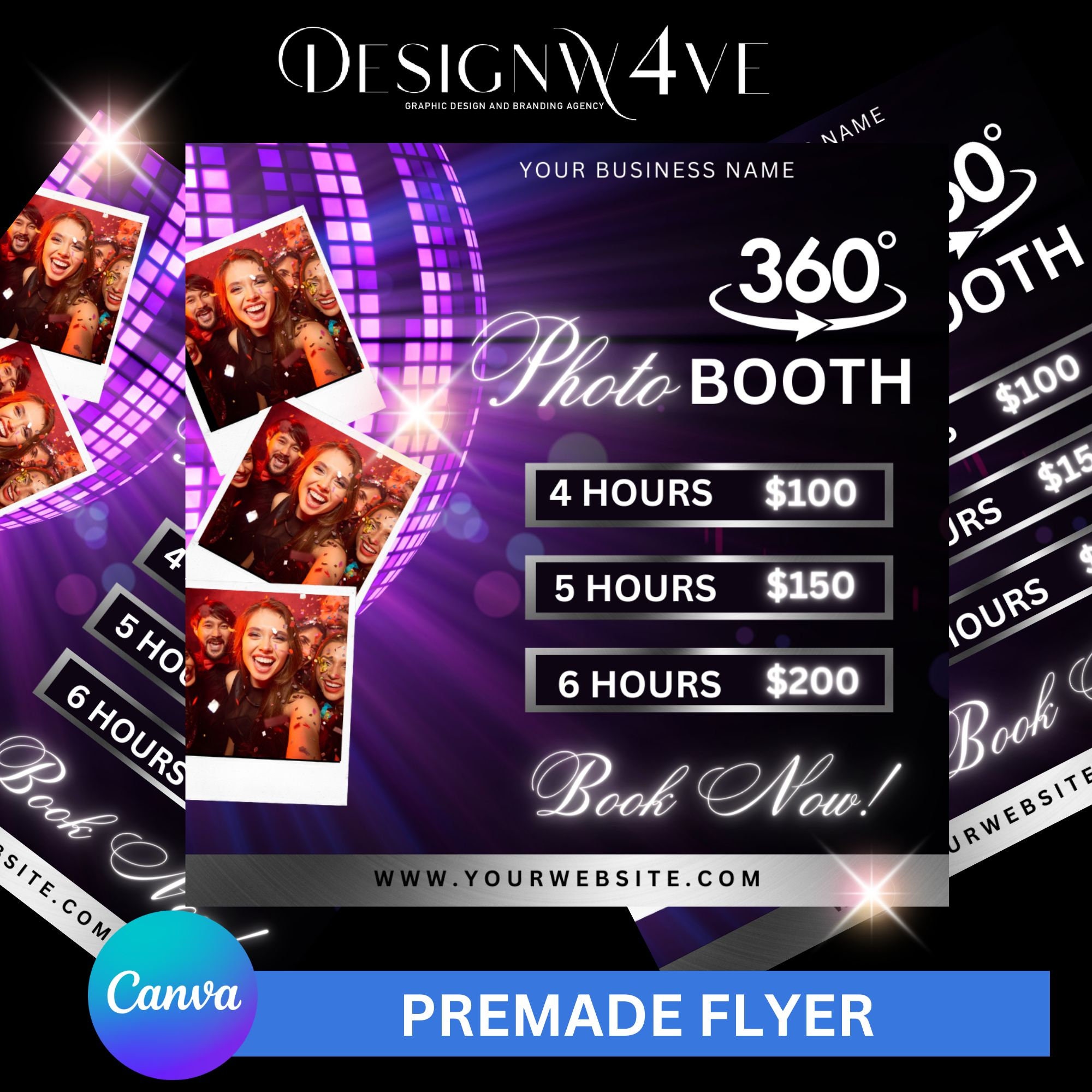 360 Photo Booth Rental Flyer | DIY Event Photography Rental Party ...