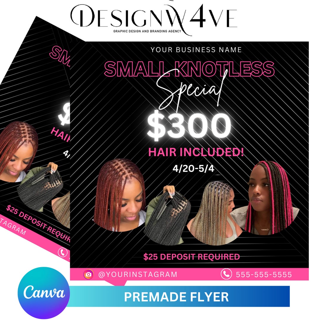 Braids Specials Flyer, DIY Flyer Template Design, Braids Appointment ...