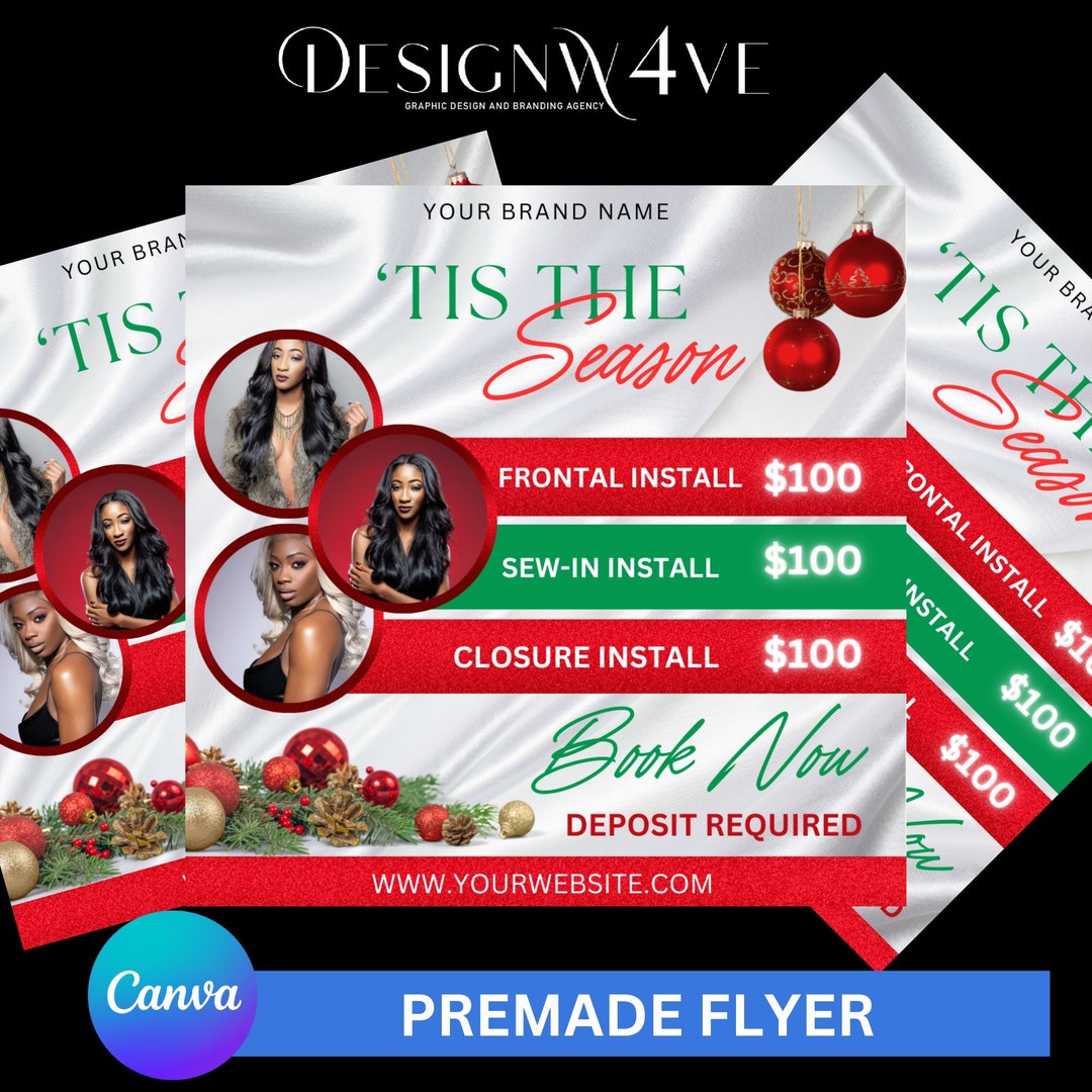 Christmas Booking Flyer, December Booking Flyer, Holiday Booking Flyer ...