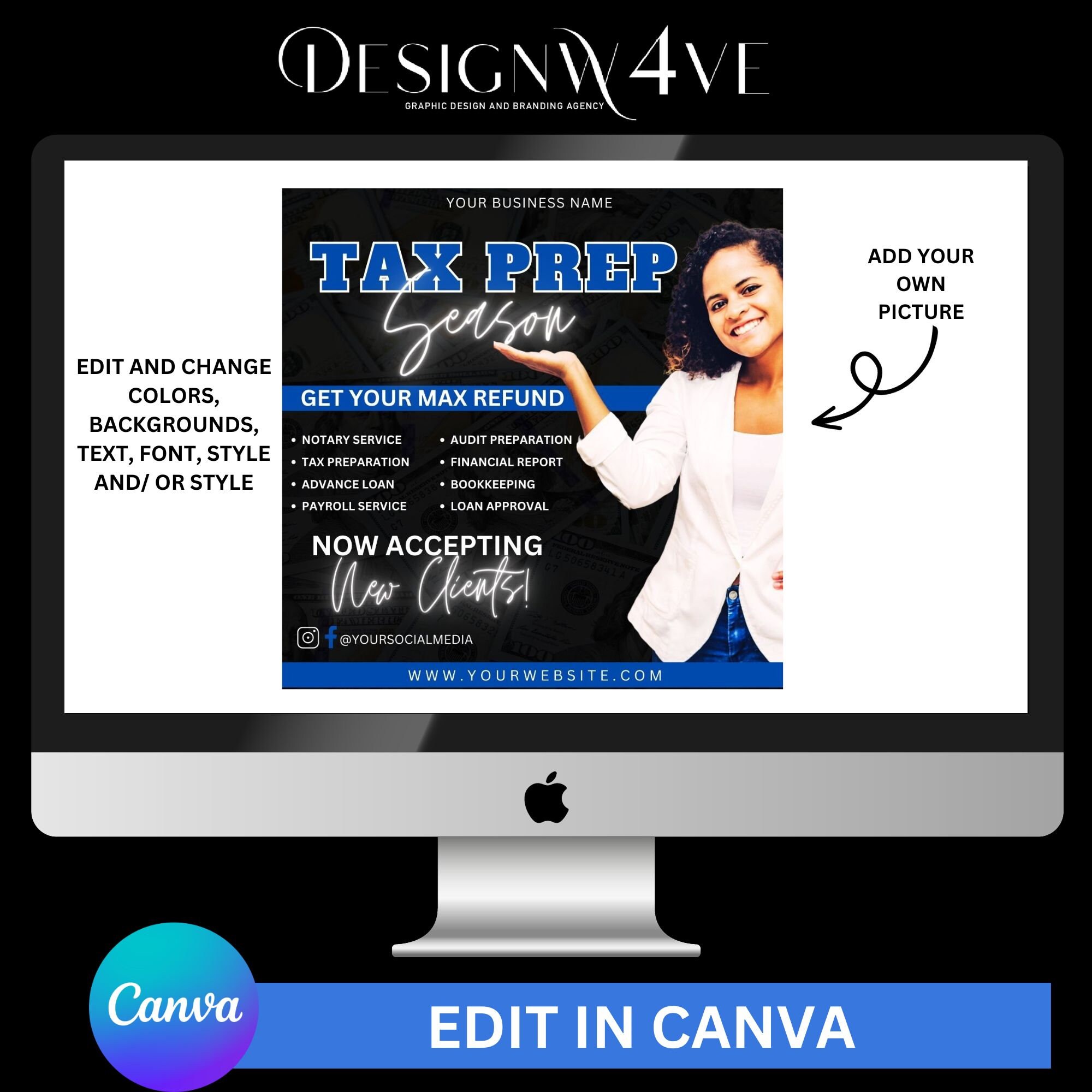 Tax Prep Flyer, Tax Prep Instagram, Tax Flyer Template, Preparation ...