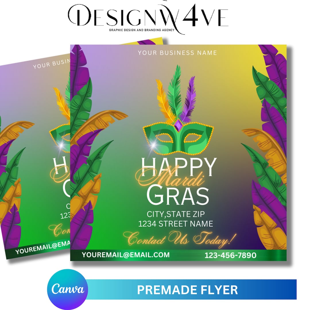 Editable Flyer Template, Mardi Gras Flyer, Mardi Gras Party, Fat ...