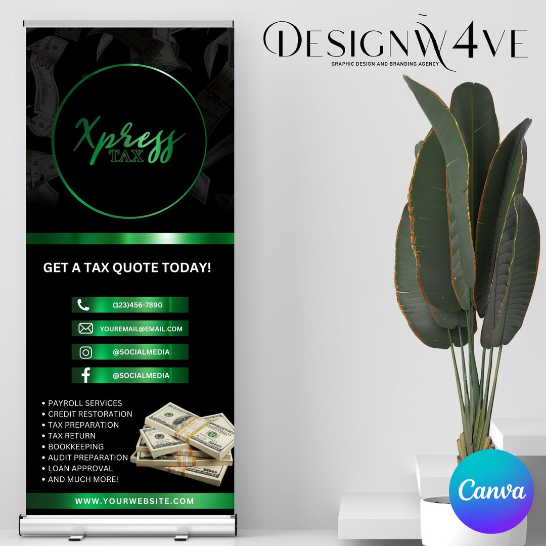 Tax Prep Retractable Banner Template: Credit Repair Roll up Design ...
