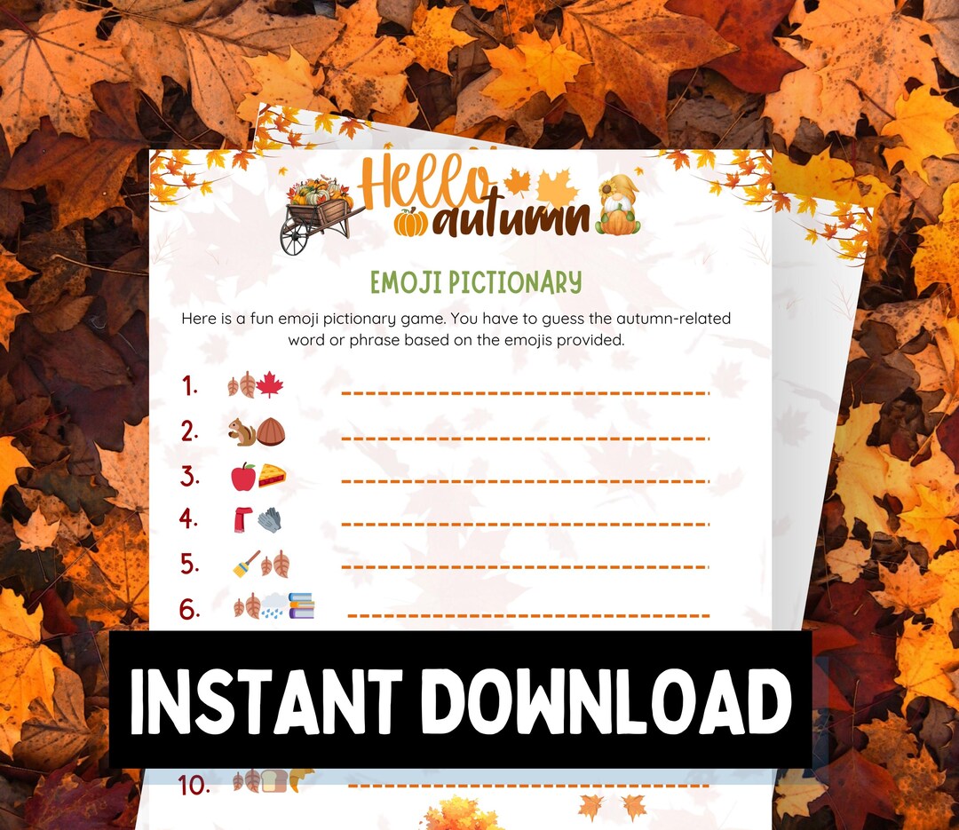 Autumn Emoji Pictionary Game, Emoji Quiz, Fun Autumn Game, Classroom ...
