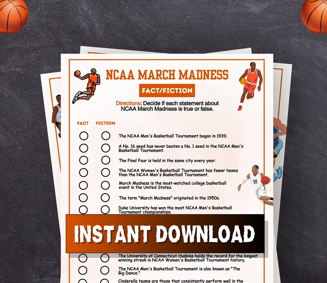 March Madness Fact or Fiction Game, March Madness, Fun NCAA Activity ...