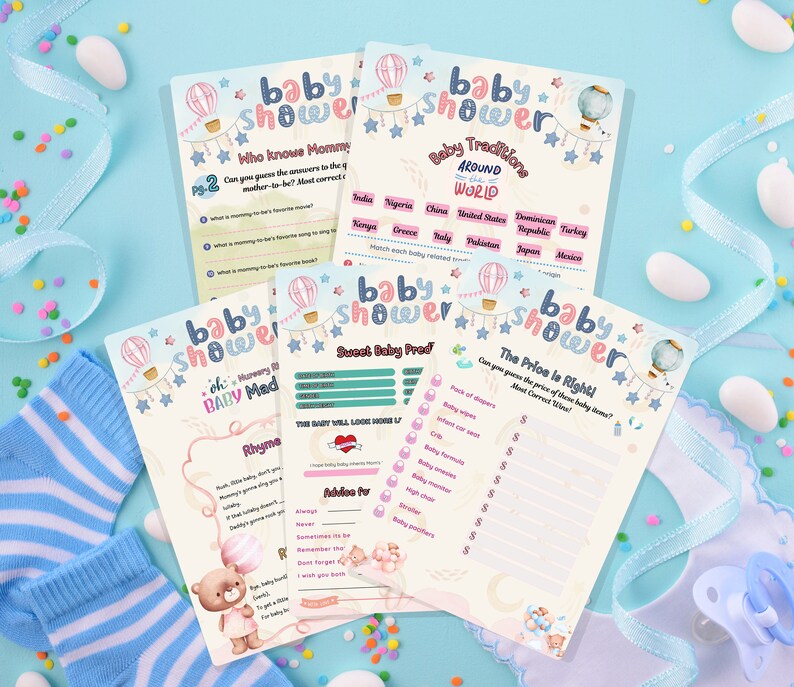 Baby Shower Game Bundle, Baby Shower Games, Fun Shower Activities, Cute ...