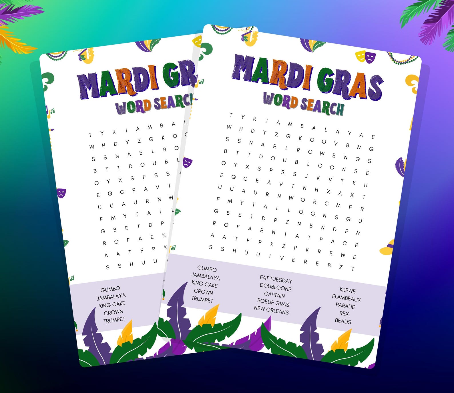 Mardi Gras Word Search, Word Search Game, Mardi Gras, Carnival, Games ...