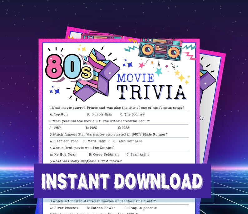 80s Movie Trivia Game, 80s Game Night, Retro Game, Nostalgic 80s Trivia ...