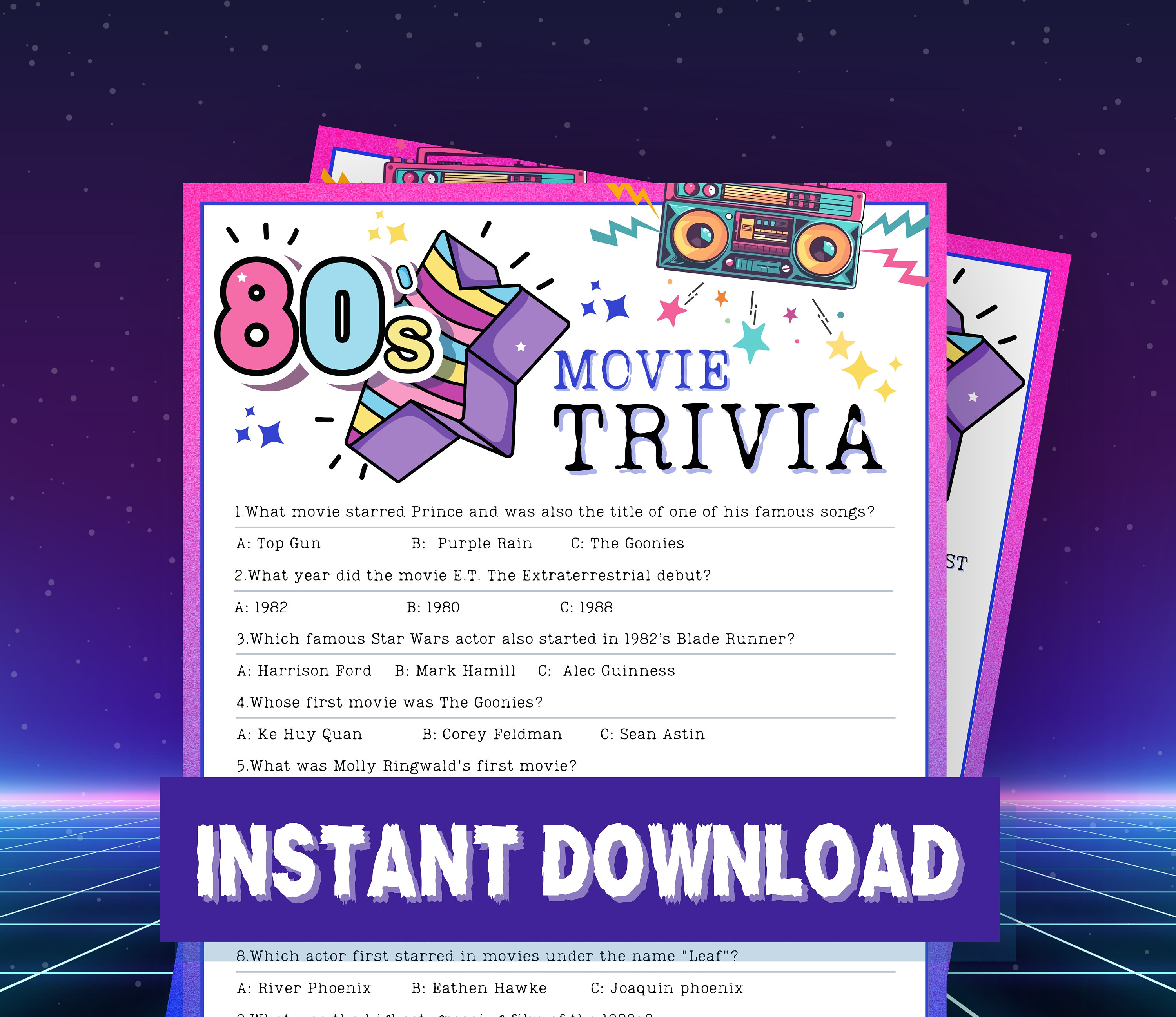 80s Movie Trivia Game, 80s Game Night, Retro Game, Nostalgic 80s Trivia ...