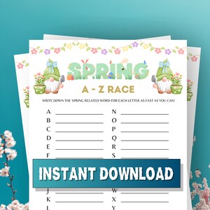 Spring A to Z Game, Fun Spring Printable, Spring Game for Kids & Adults ...