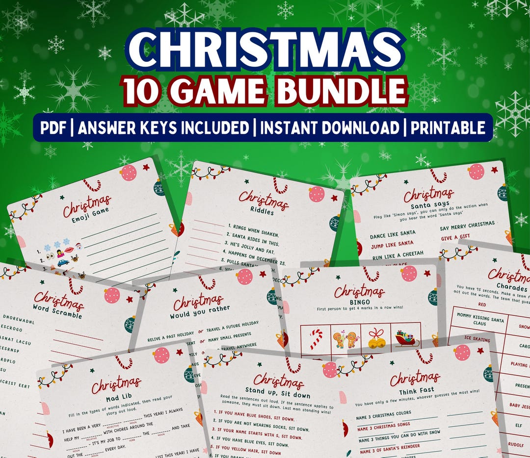 Christmas Game Bundle, 10 Fun Christmas Games, Family Christmas ...