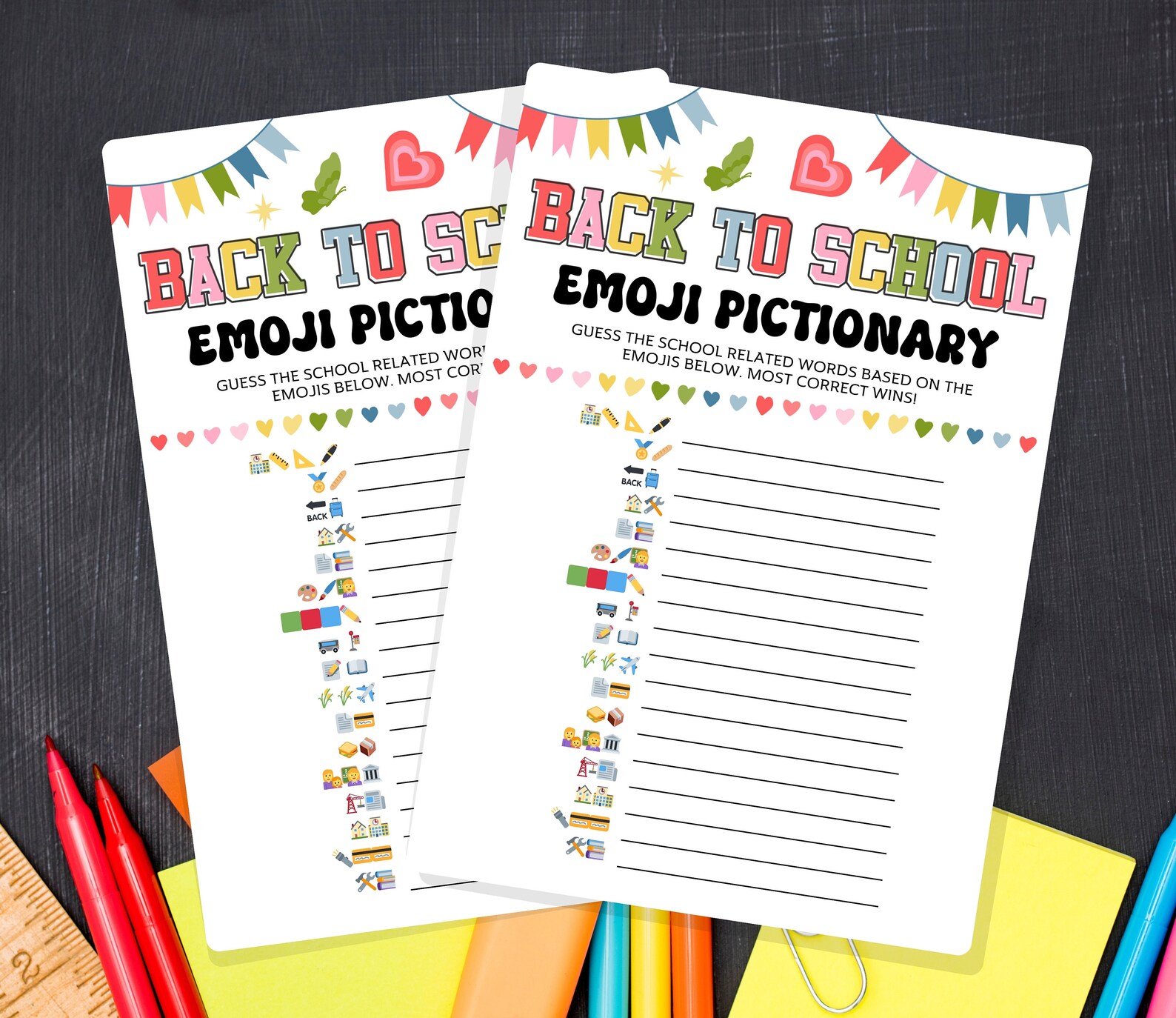 Back to School Emoji Pictionary Game, Back to School Game, Emoji Quiz ...