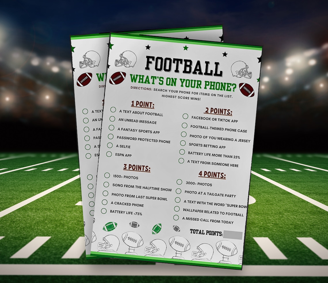 Football What's on Your Phone Game, Super Bowl Party, Game Day ...