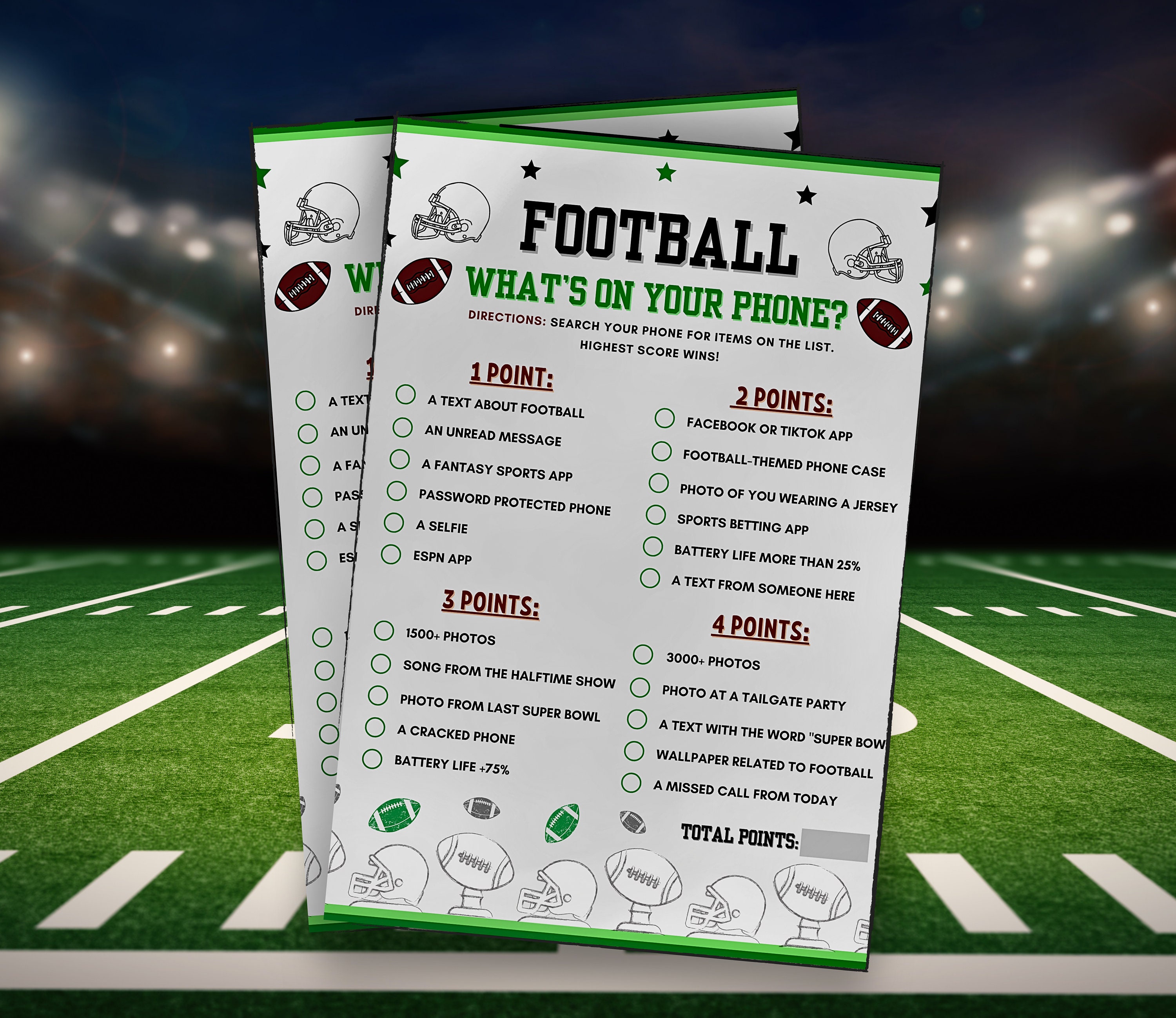 Football What's on Your Phone Game, Super Bowl Party, Game Day ...