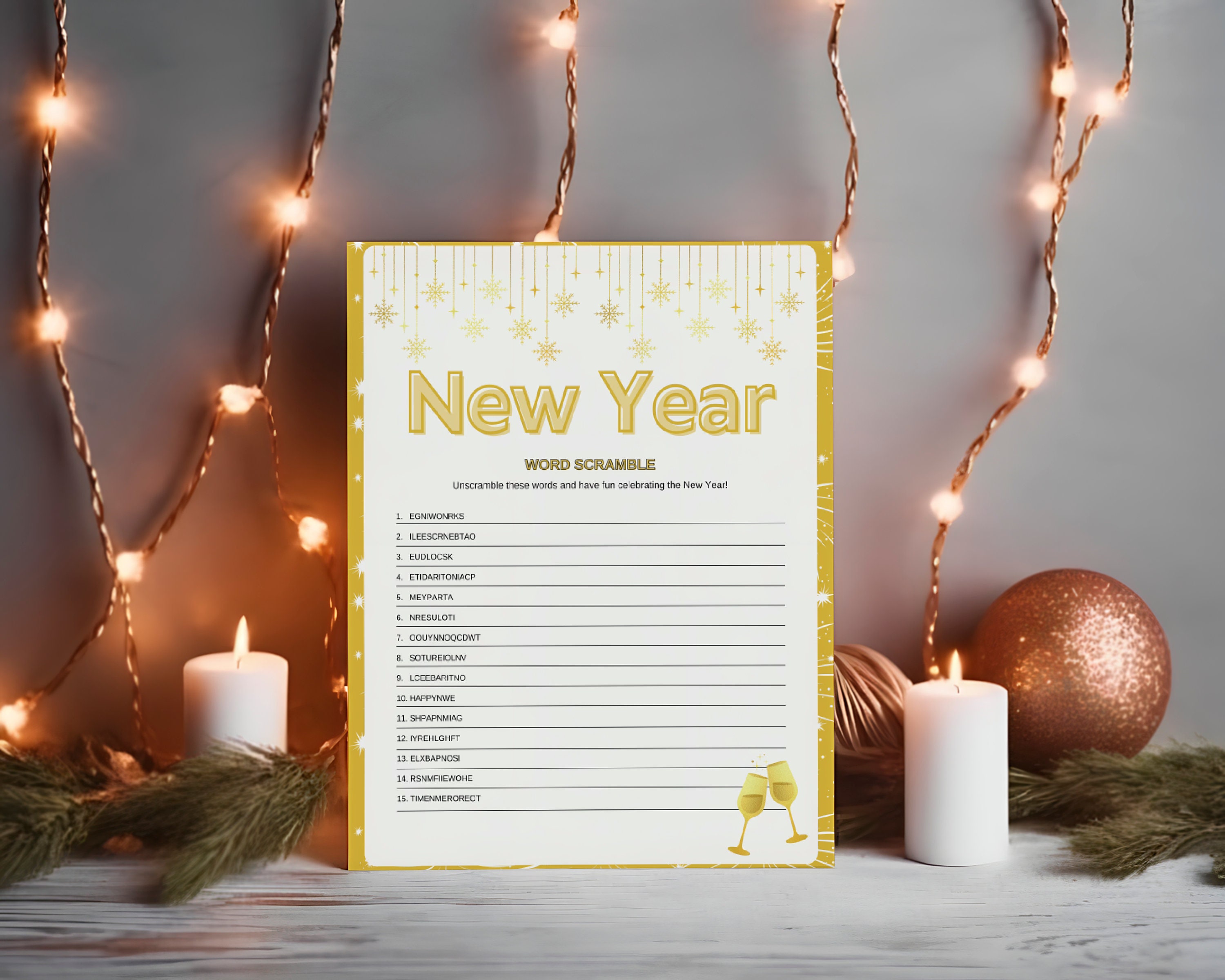 New Years Word Scramble Game, NYE Printable Game, Printables for New ...