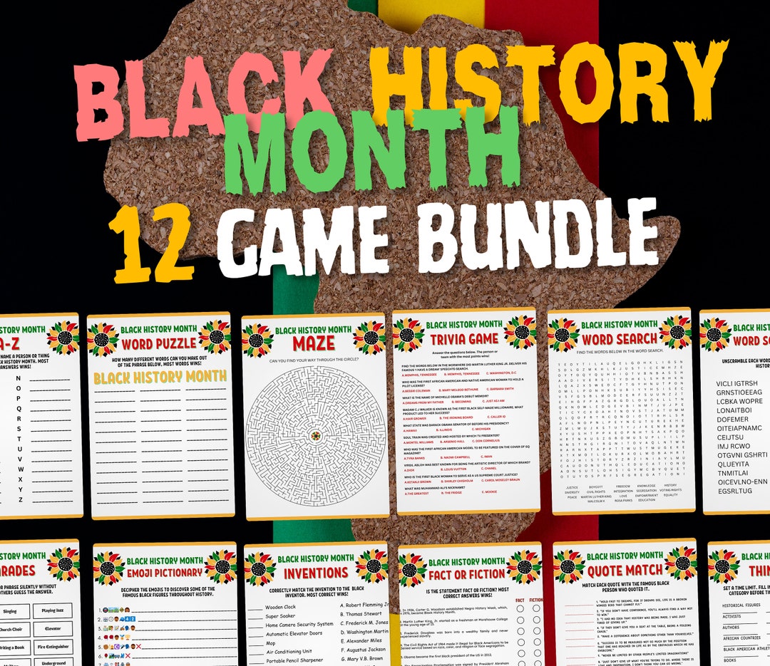 Black History Month Game Bundle: Trivia, Word Search (PDF) - Etsy